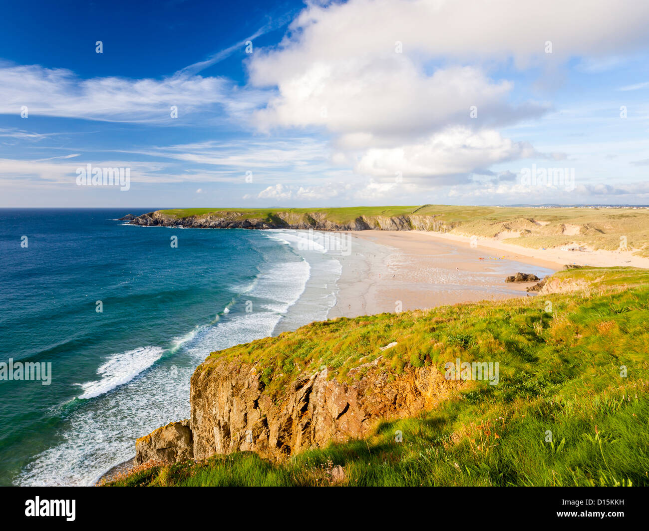 The beautiful beach at Holywell Bay on the North Cornwall coast ...