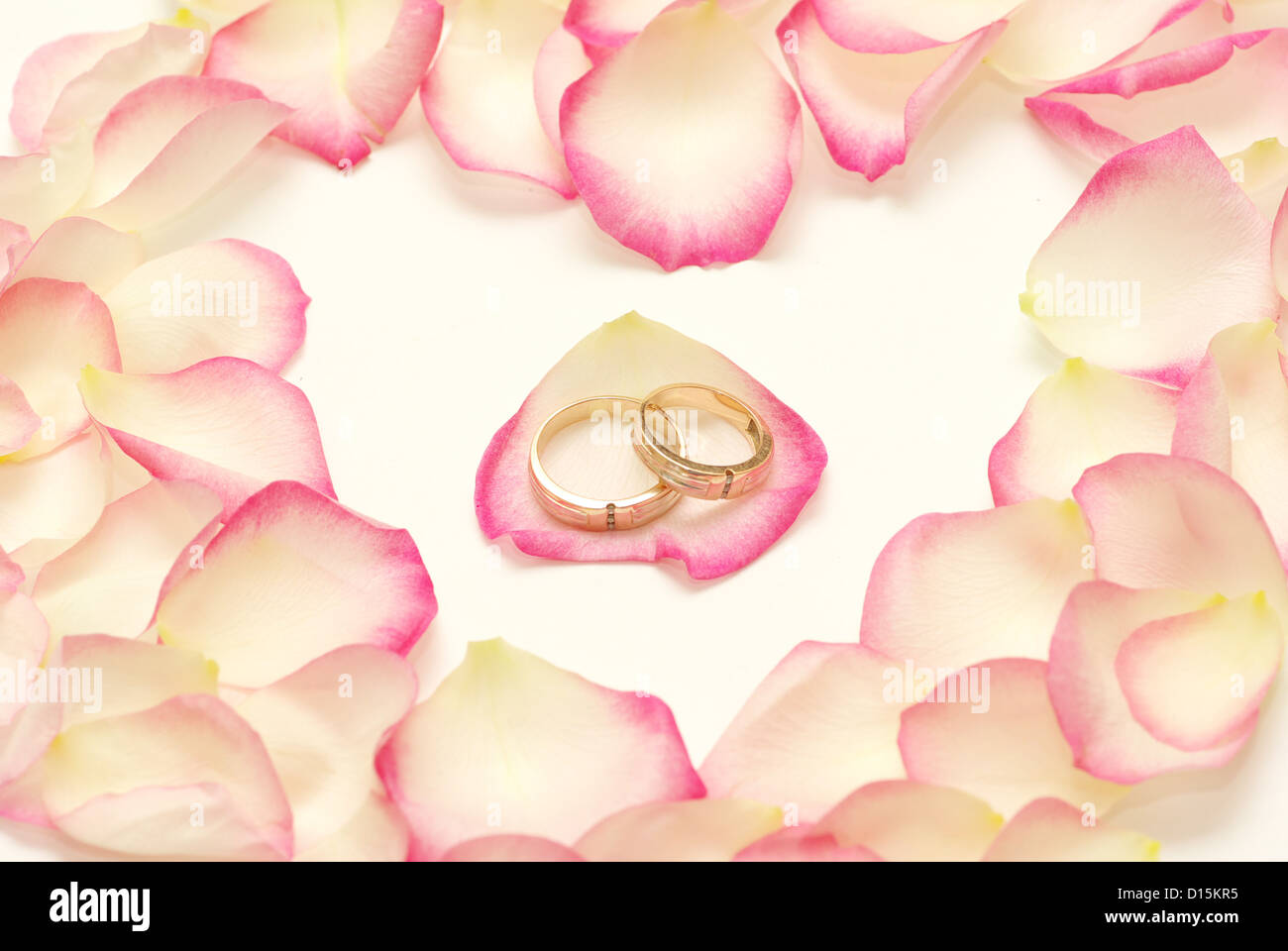 Wedding rings on a red rose petal Stock Photo - Alamy