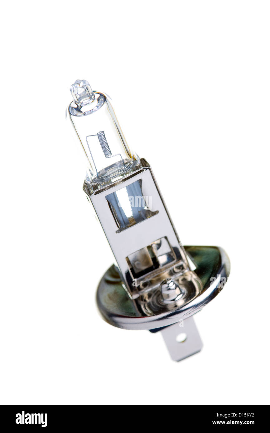 Close up of a car´s halogen light bulb isolated on white background ...