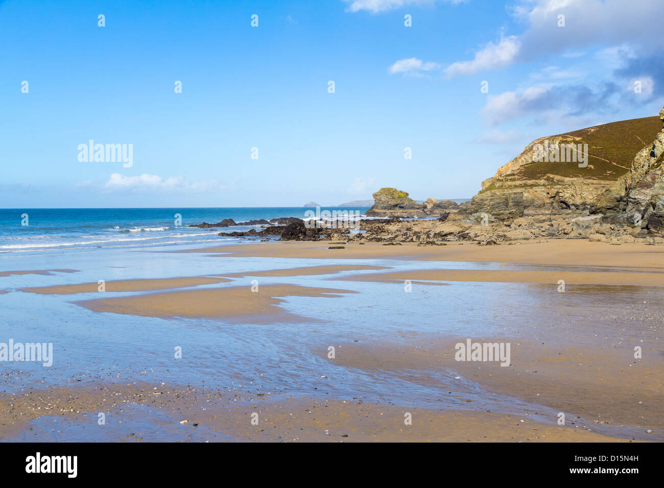 The beach at Trevaunance Cove St Agnes, Cornwall England UK Stock Photo ...