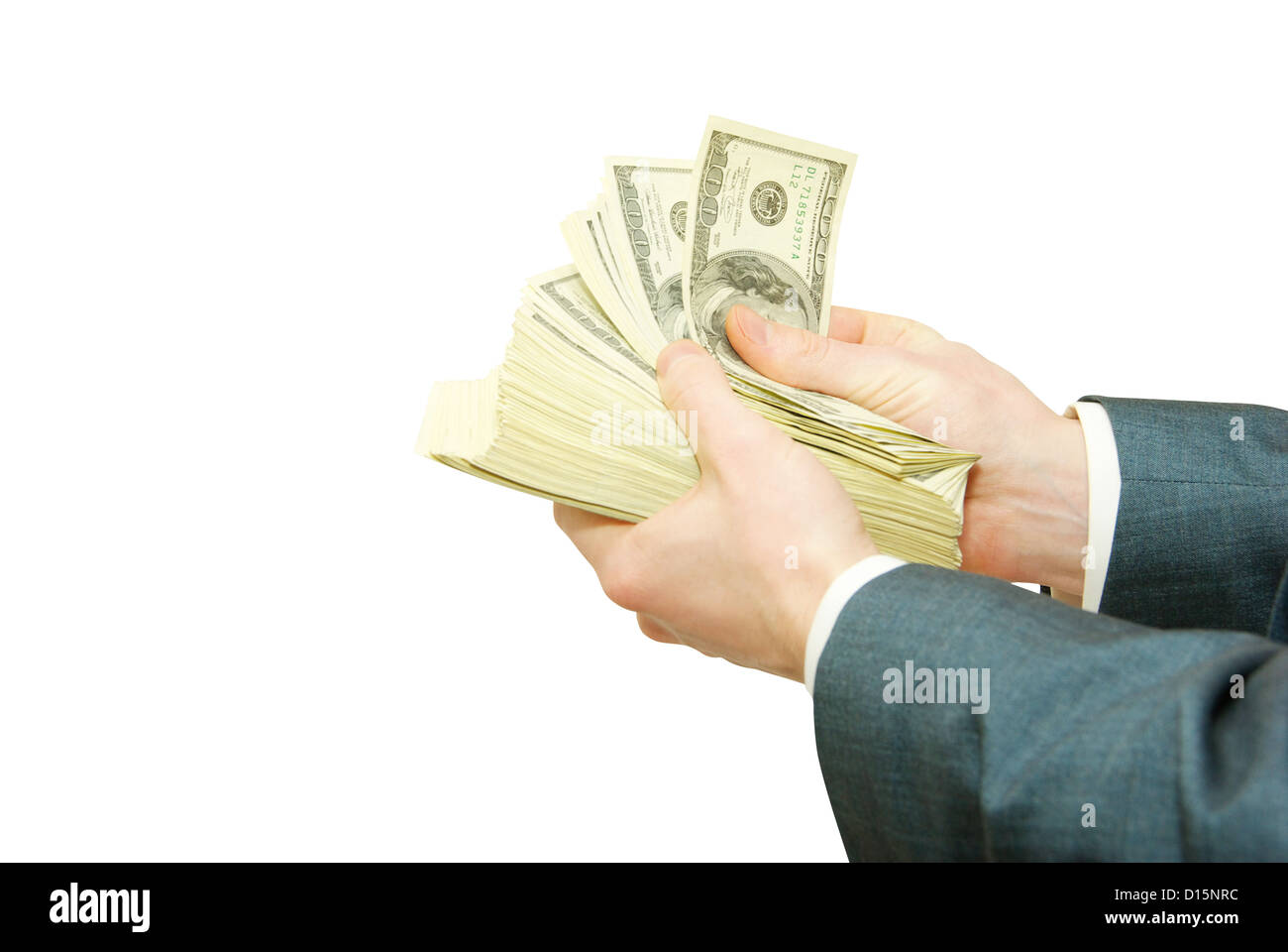 Hand with money isolated on white background Stock Photo - Alamy