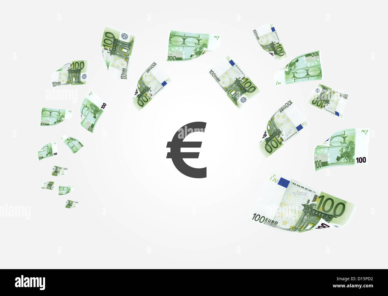 Falling 100 euro money banknotes Stock Photo - Alamy