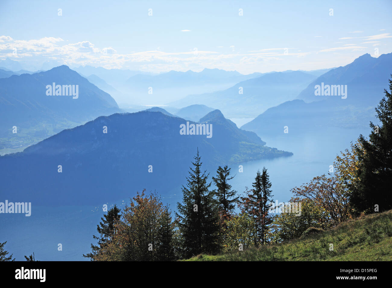 Switzerland, Canton Lucerne, view of Central Alps from Rigi Stock Photo ...