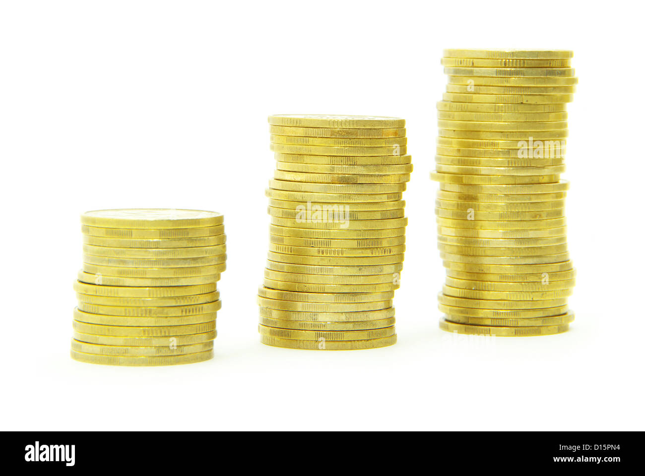 Column of golden coins isolated hi-res stock photography and images - Alamy
