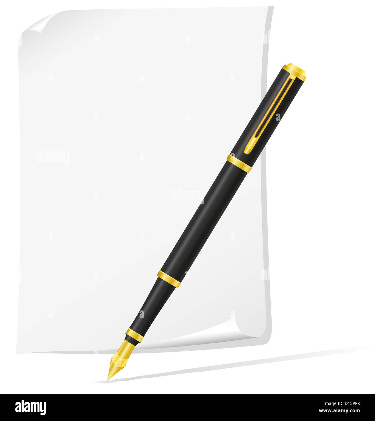 ink pen and paper illustration isolated on white background Stock Photo ...