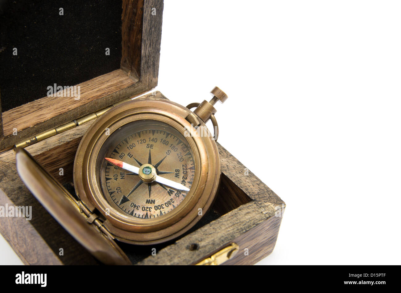 Vintage compass isolated on white background Stock Photo - Alamy