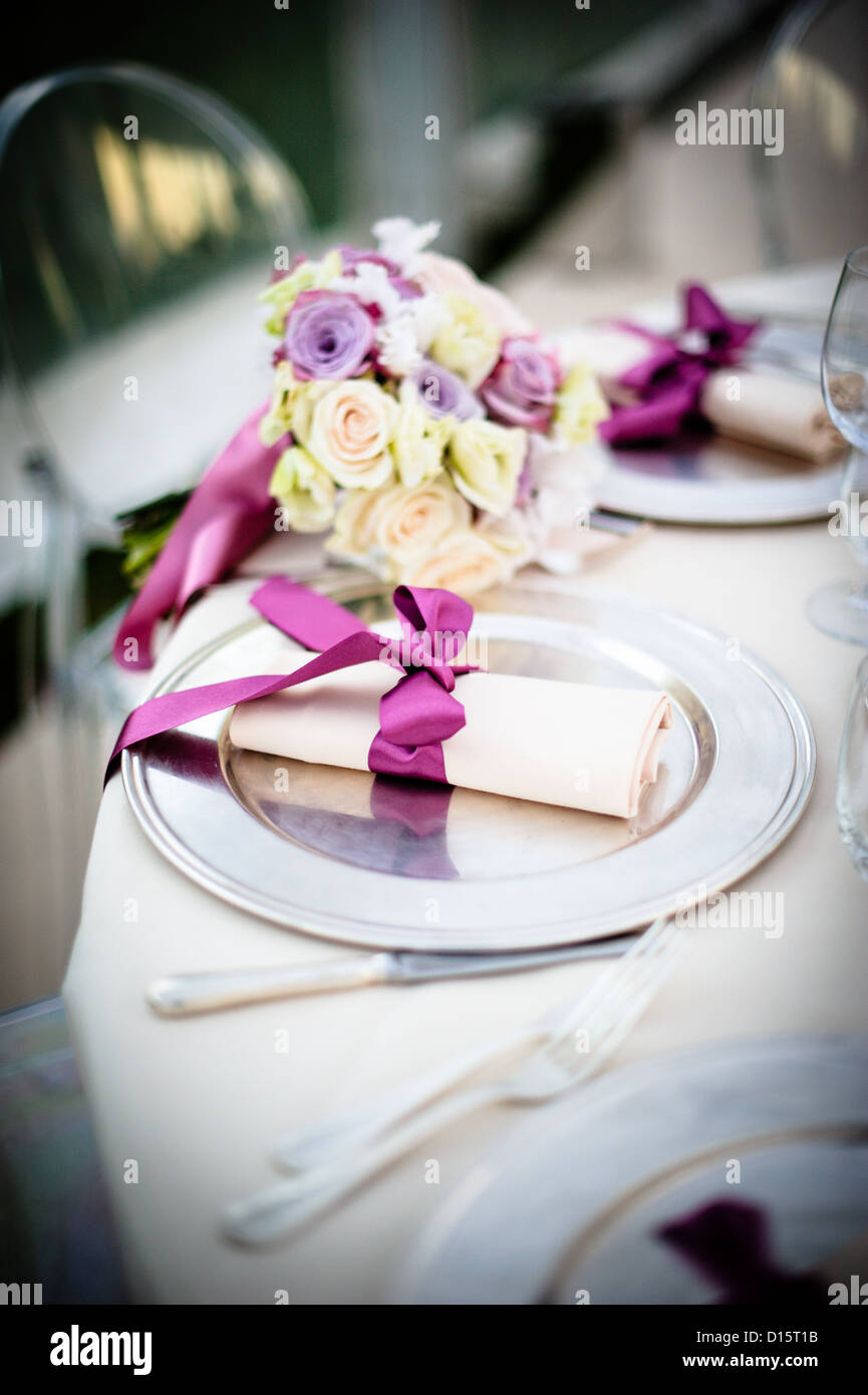 table prepared for wedding reception Stock Photo - Alamy