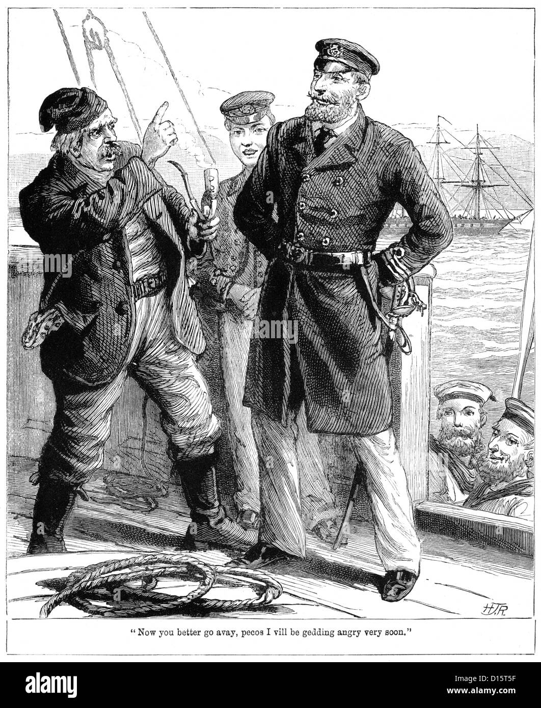 Victorian engraving of an angry old sailor, 1897 Stock Photo - Alamy