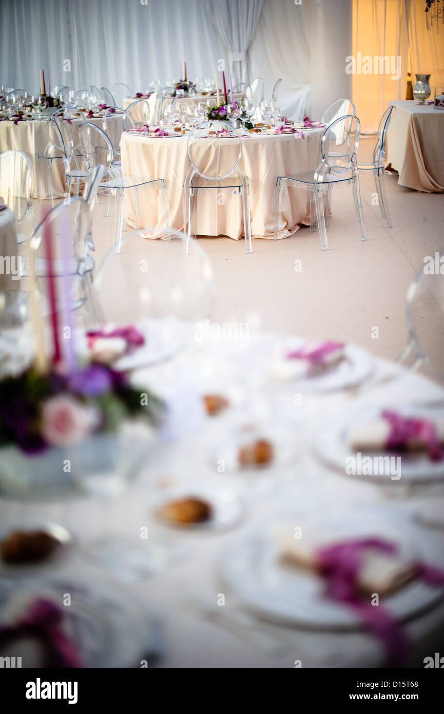 table prepared for wedding reception Stock Photo - Alamy