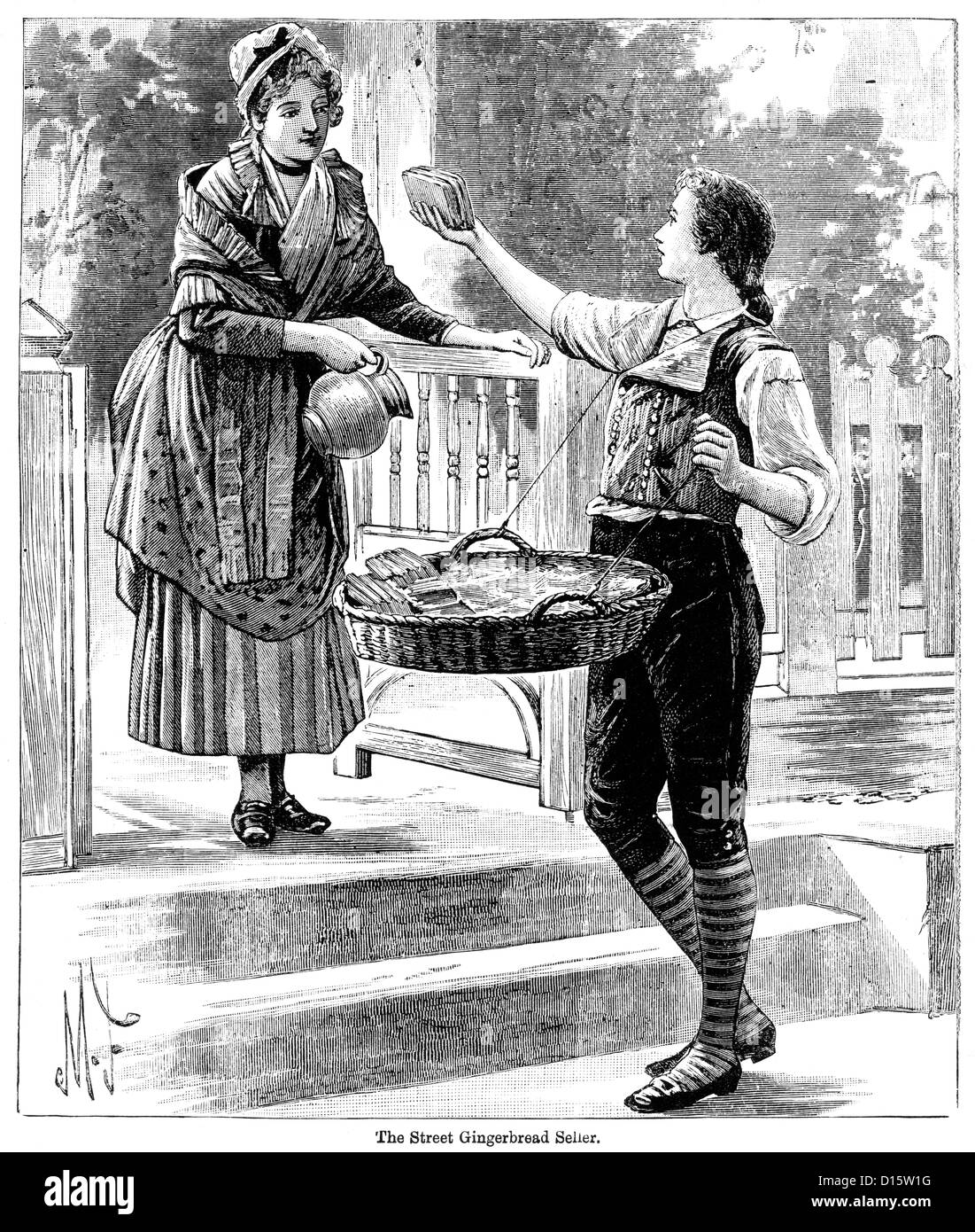Victorian engraving of a Street Gingerbread Seller , 1897 Stock Photo ...