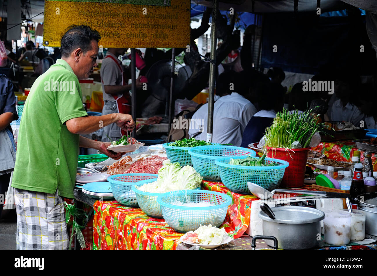 food stall market vendor thai thailand traditional street seller ...