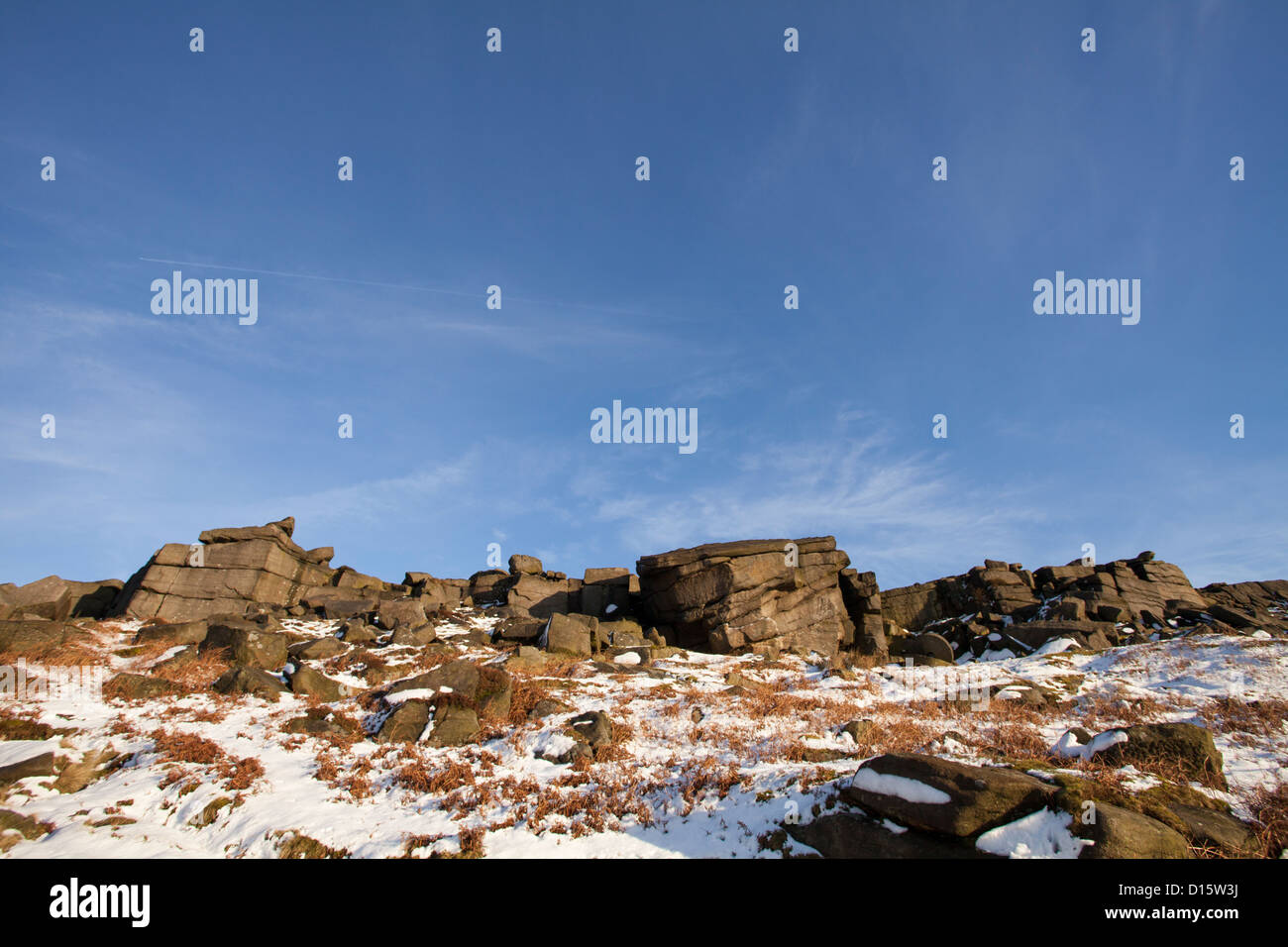 The Peak District National Park. Stanage Edge in Winter Stock Photo - Alamy