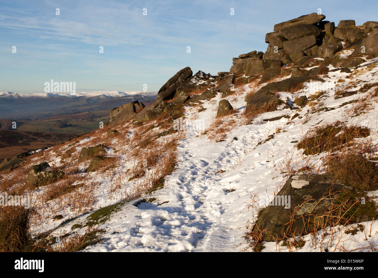 The Peak District National Park. Stanage Edge in Winter Stock Photo - Alamy