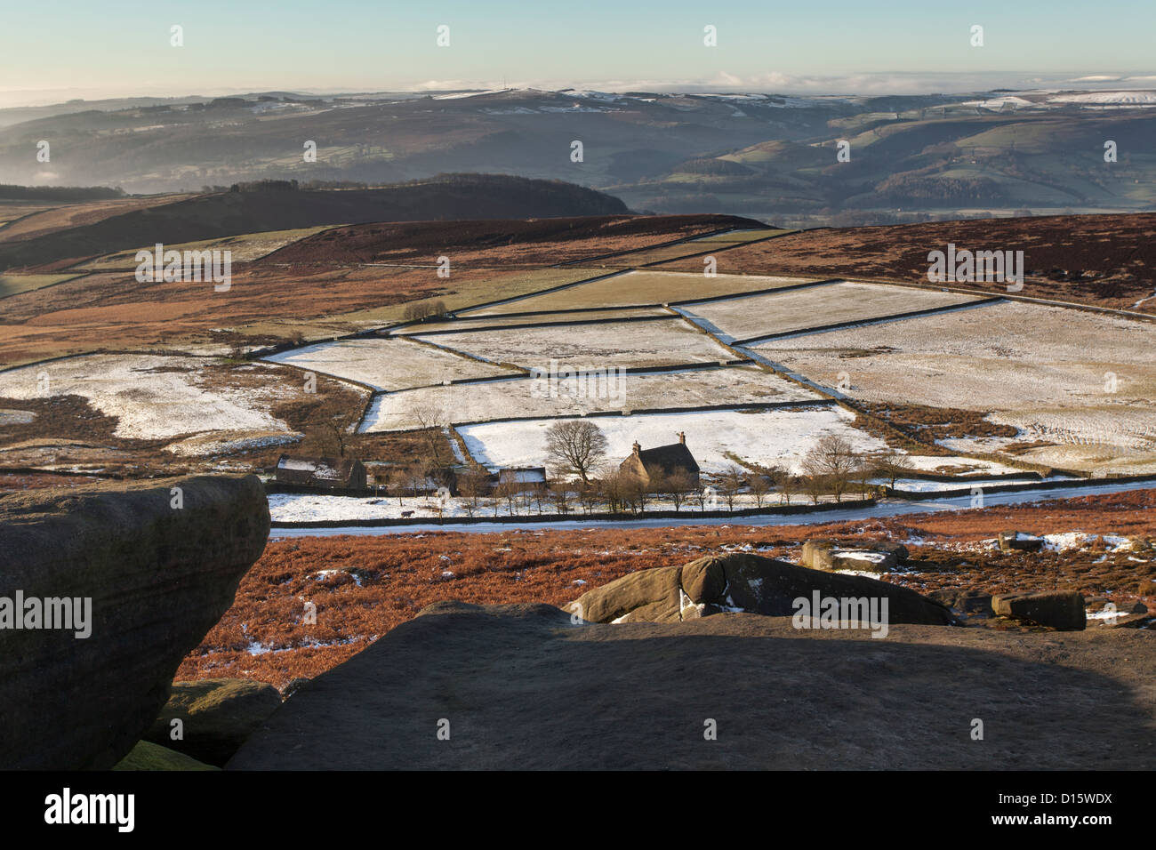 The Peak District National Park. Stanage Edge in Winter Stock Photo - Alamy