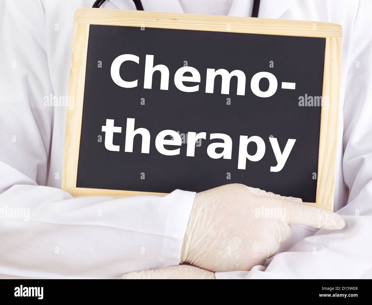 Doctor shows information: chemotherapy Stock Photo - Alamy