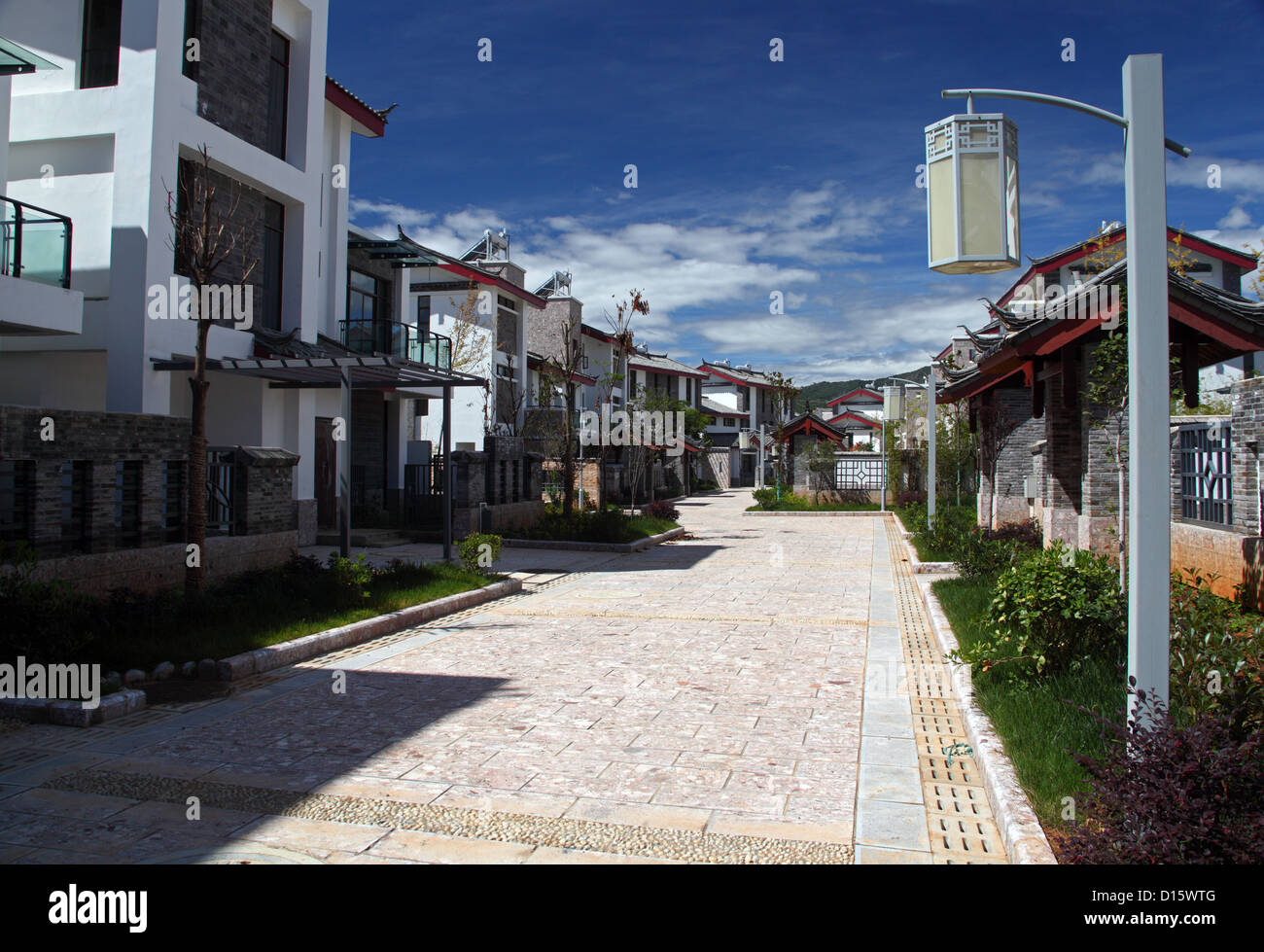 Modern chinese housing area near the town of Lijiang in the south ...