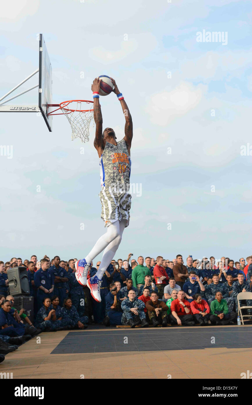 The Harlem Globetrotters visit the USS John C. Stennis, where player ...