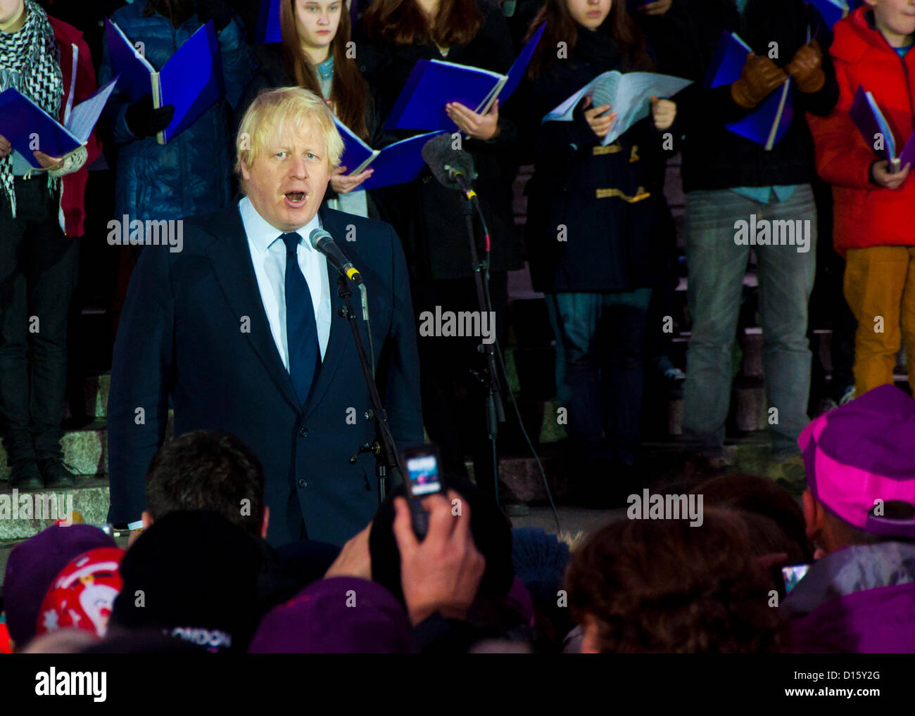 8 December 2012, London; Boris Johnson during a Christmas carol concert ...