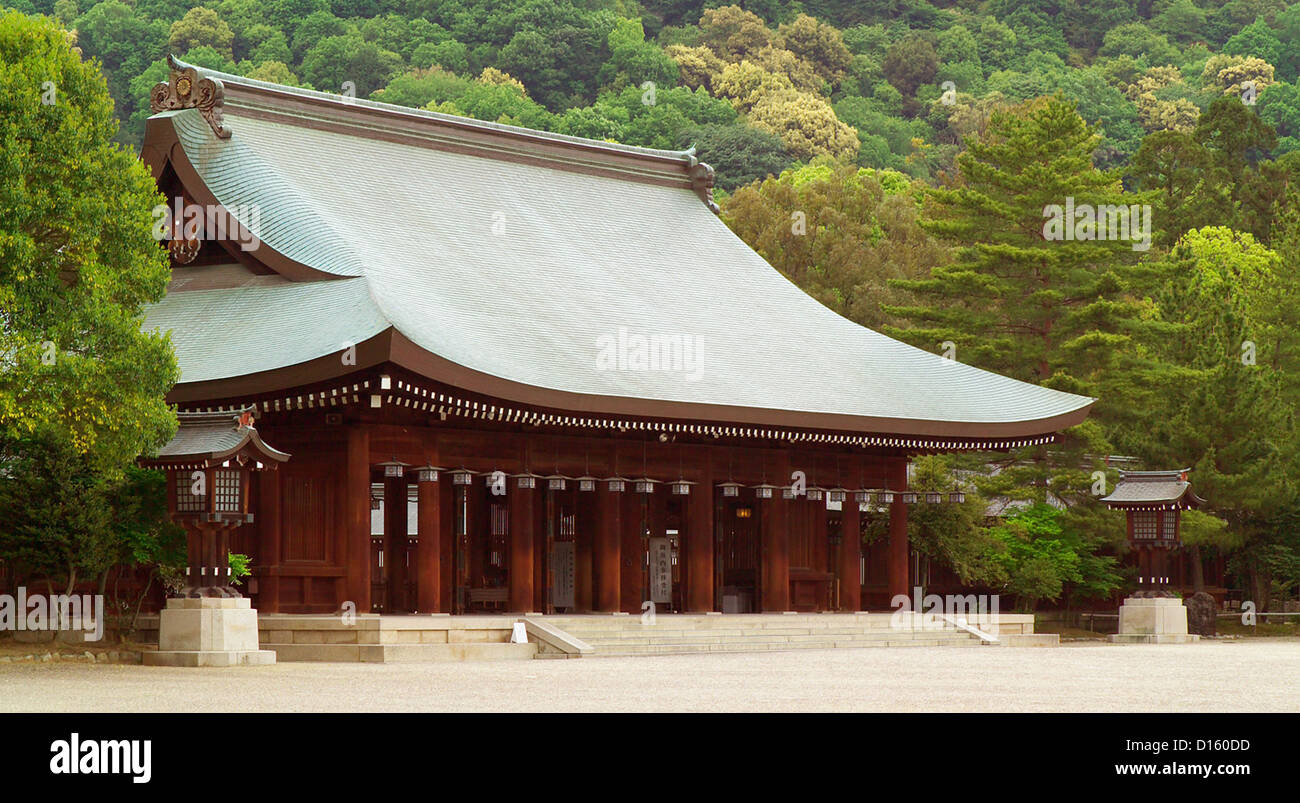 haiden (prayer hall) at the in the city of Kashihara, Nara, Japan Stock ...