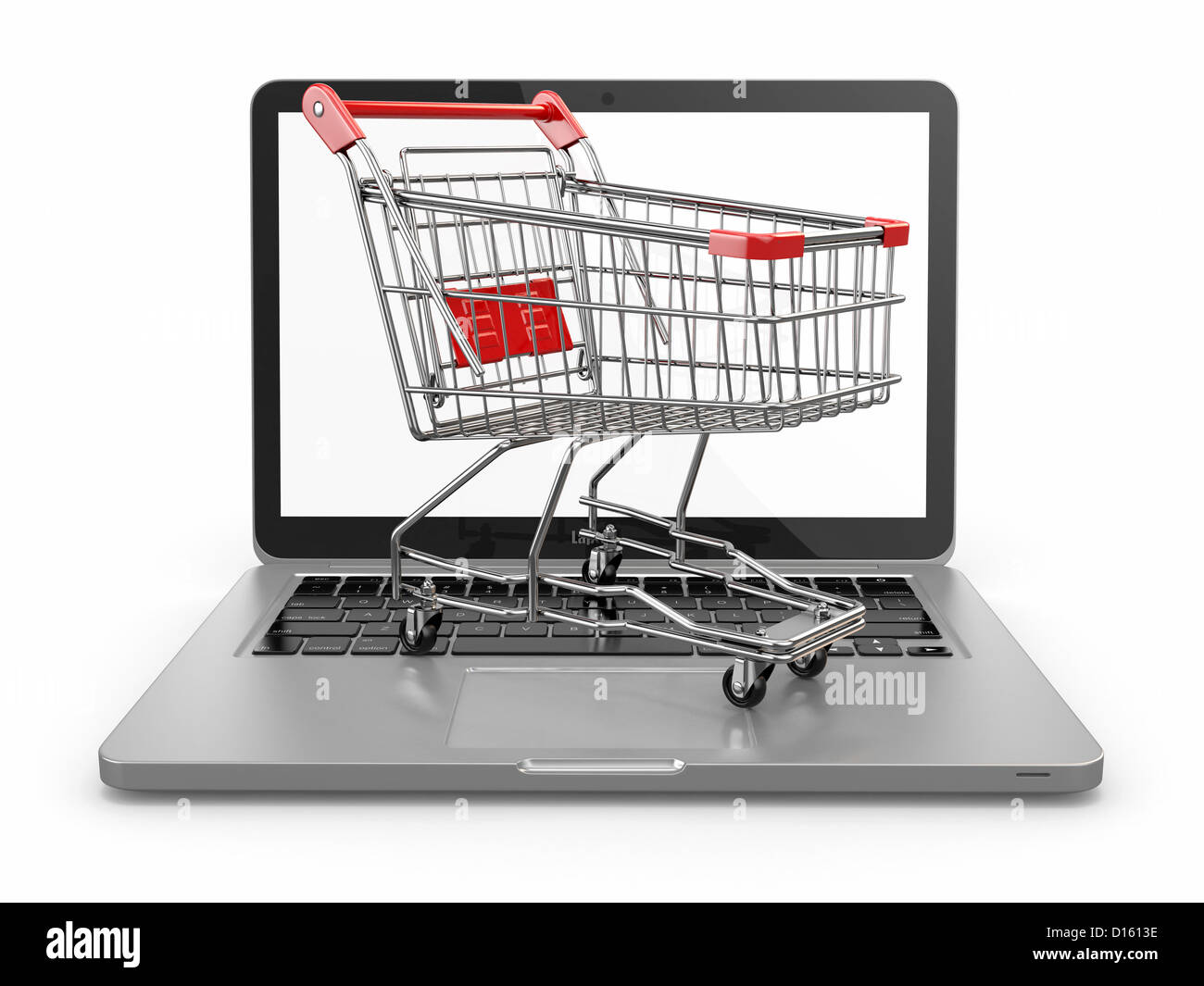 E-commerce. Shopping cart on laptop. Conceptual image Stock Photo - Alamy
