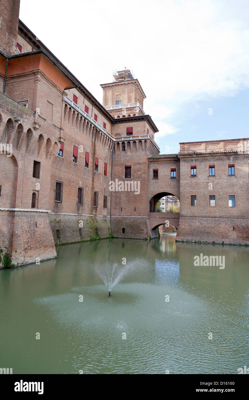 view of moat and castello estense in Ferrara, Italy Stock Photo - Alamy