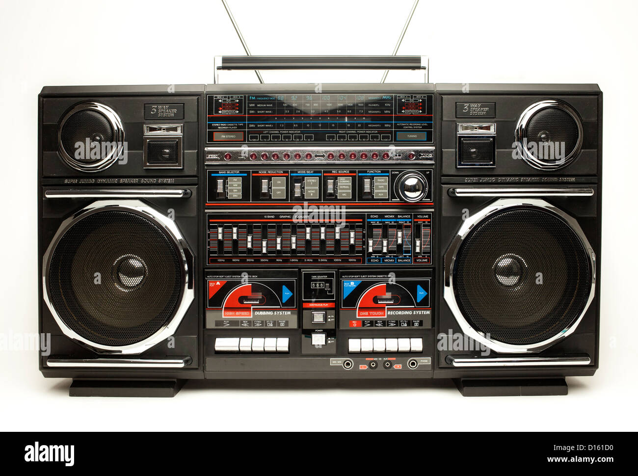 a fantastic looking oversized black retro ghetto blaster radio Stock ...