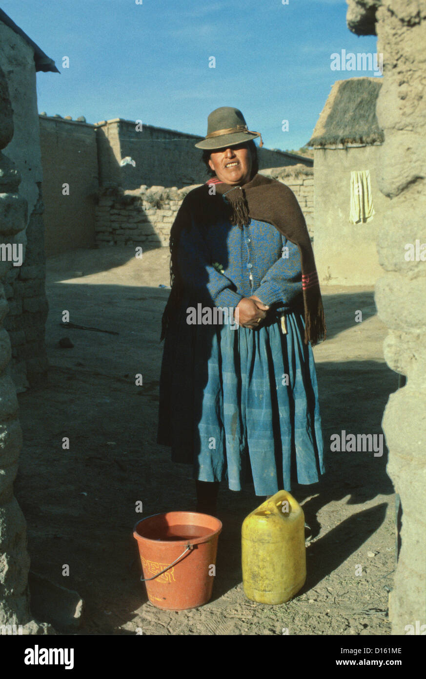 Native Aymara woman in a village in the Altiplano, Andes, Bolivia Stock ...