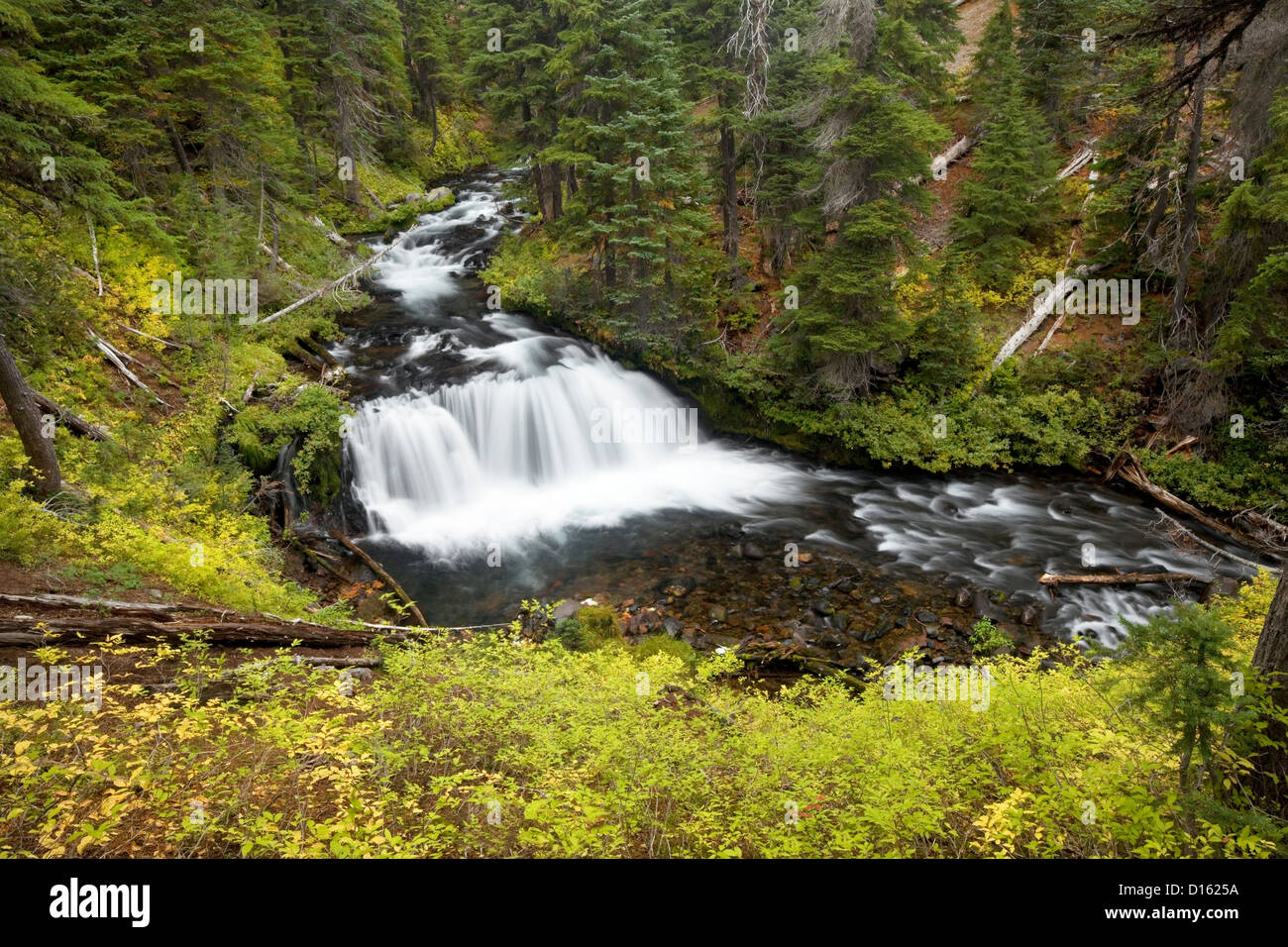 Waterfall on Fall Creek along the trail to Green Lakes in the Three ...