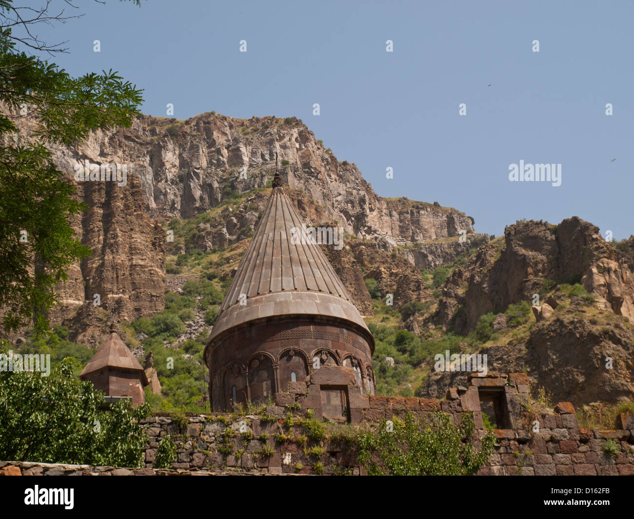 Geghard Monastery tower and the mountain Stock Photo - Alamy