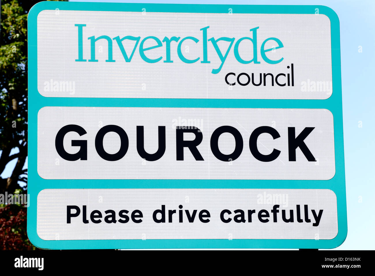 An Inverclyde Council and Gourock place name road sign, Inverclyde ...