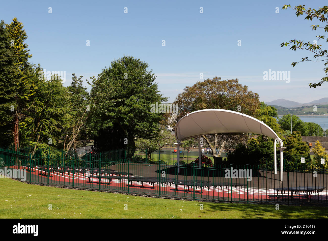 The bandstand in Gourock Public Park in the town of Gourock, Inverclyde ...