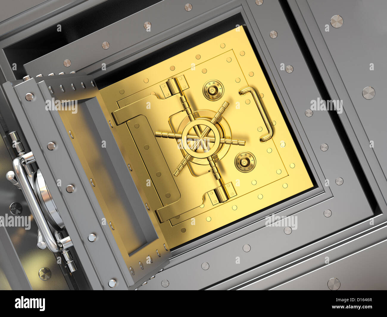 Triple protection. Few vaults in the vault. 3d Stock Photo - Alamy