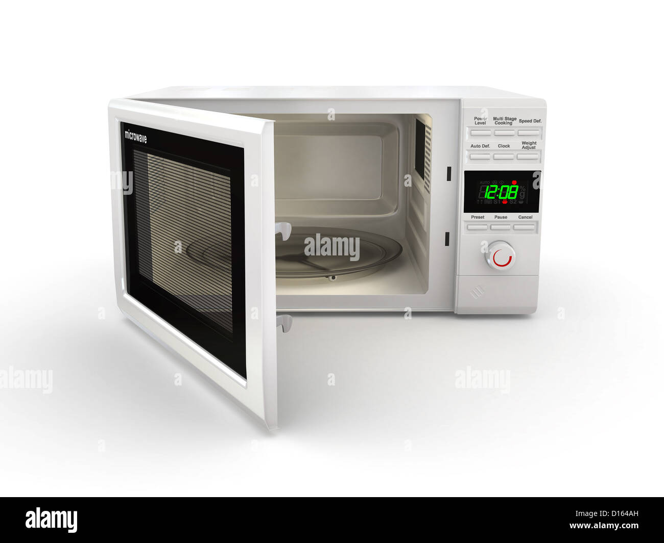 Open white microwave on white background. 3d Stock Photo - Alamy