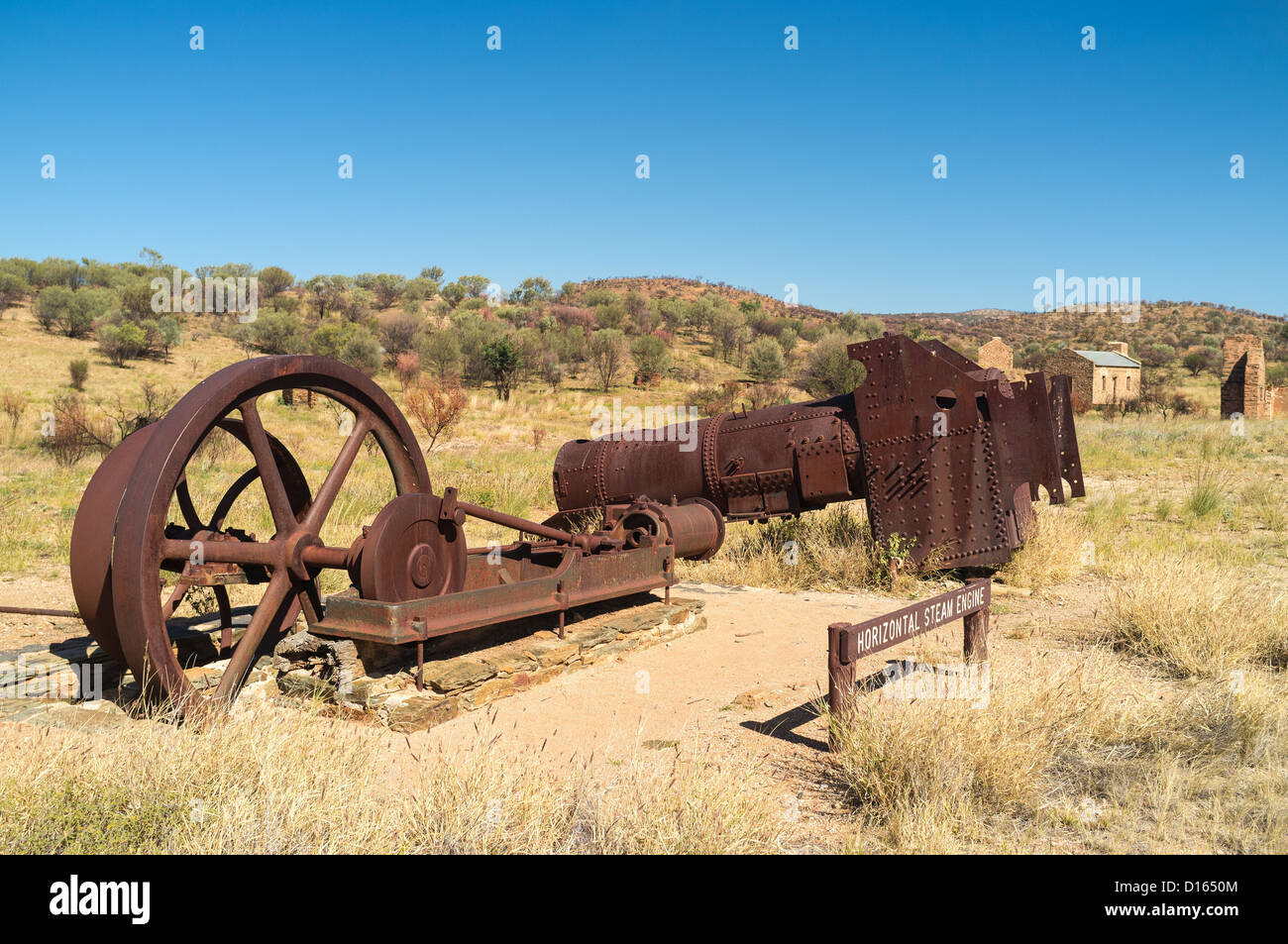 Ruins of an old steam engine at Arltunga Historic Reserve, East ...