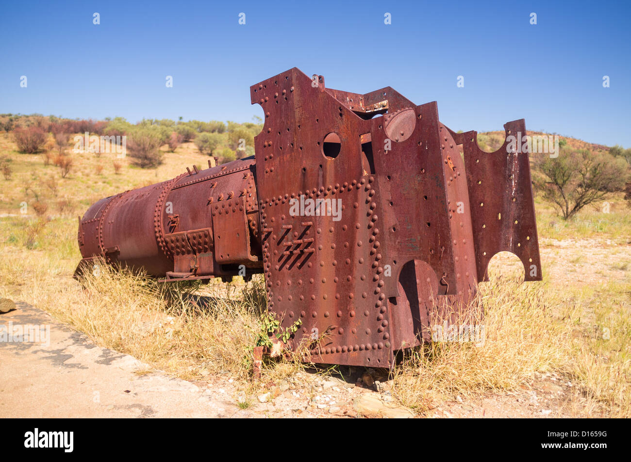 Ruins of an old steam engine at Arltunga Historic Reserve, East ...