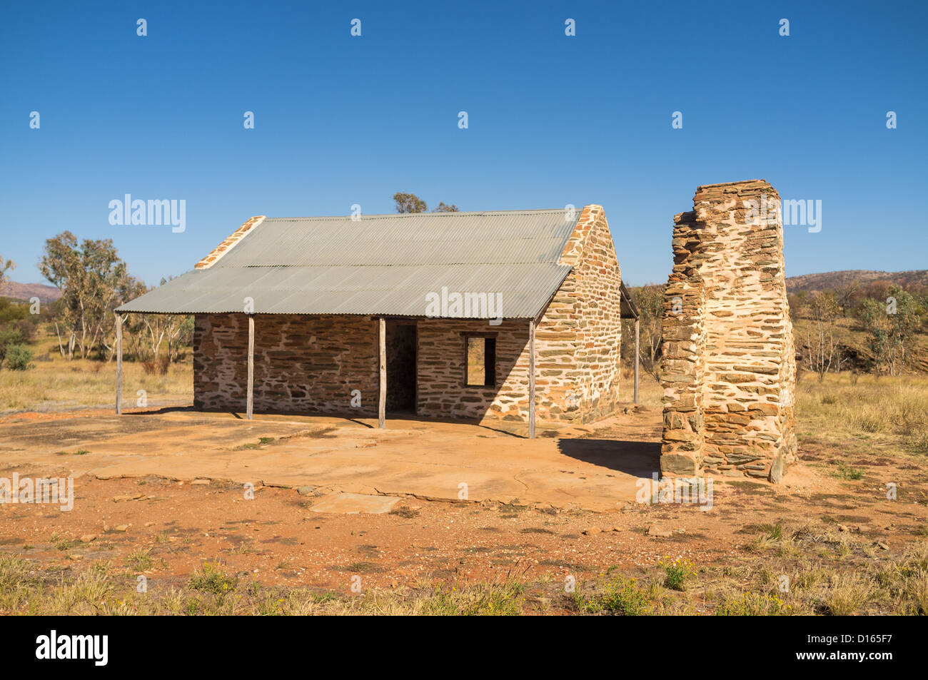 The old police station at the ruins of the old gold mining town of ...