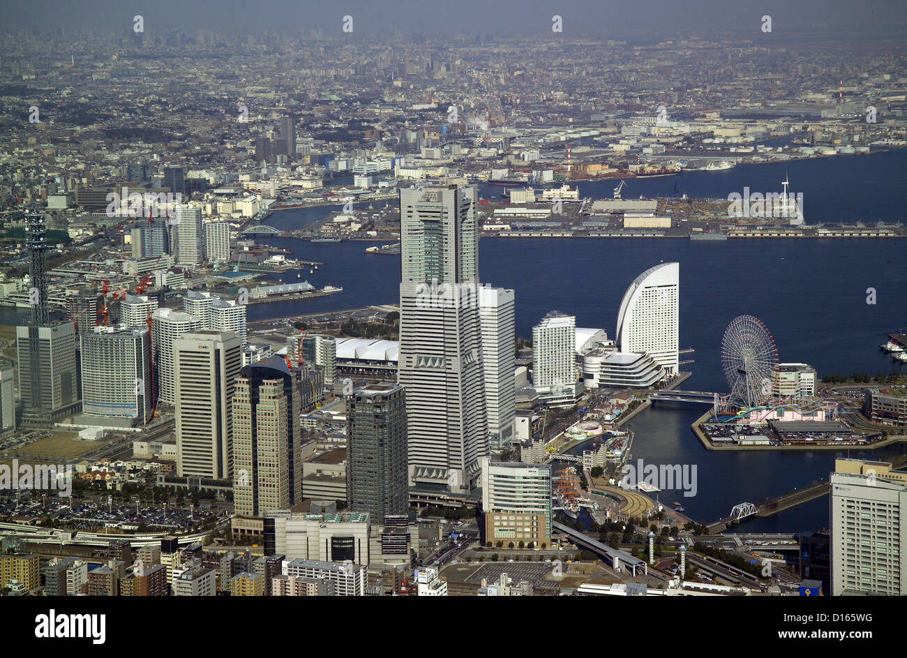 new development along the waterfront of the city of Yokohama including ...