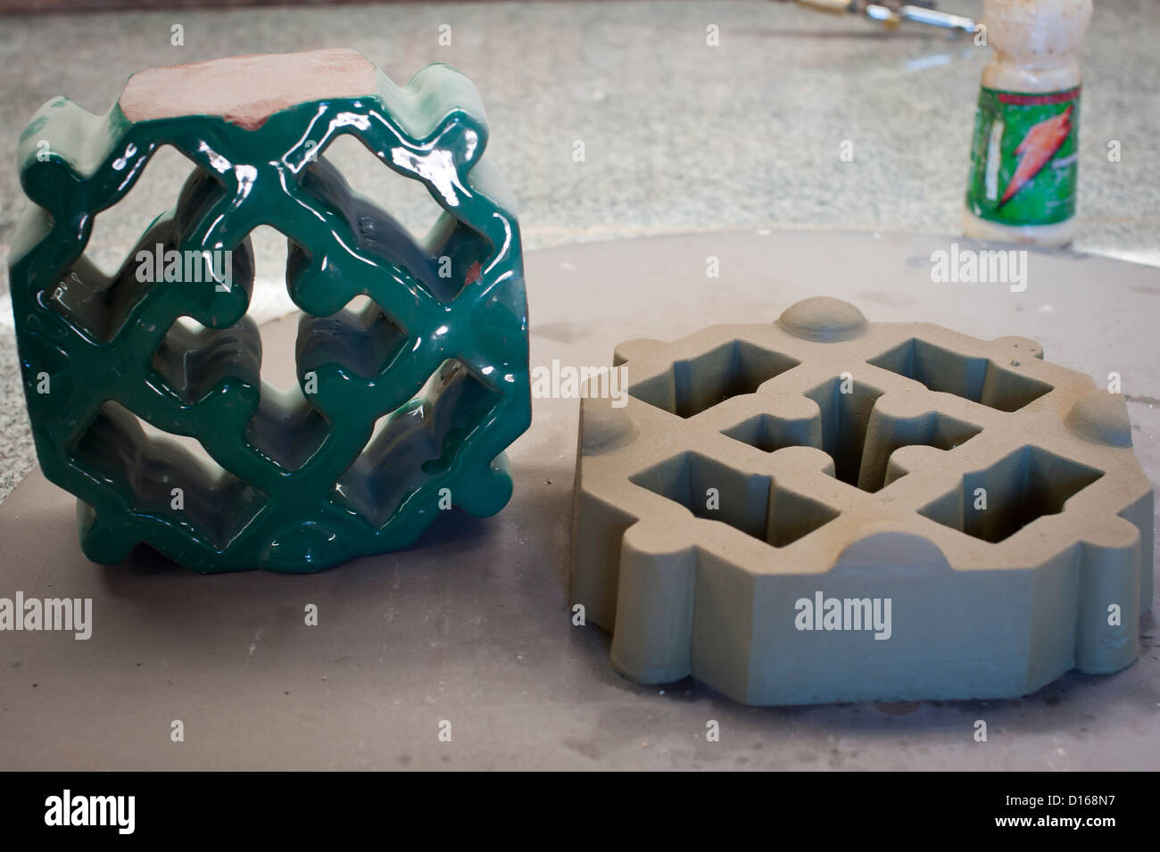 Mould and finished tile, California Tile Factory,LA Stock Photo - Alamy