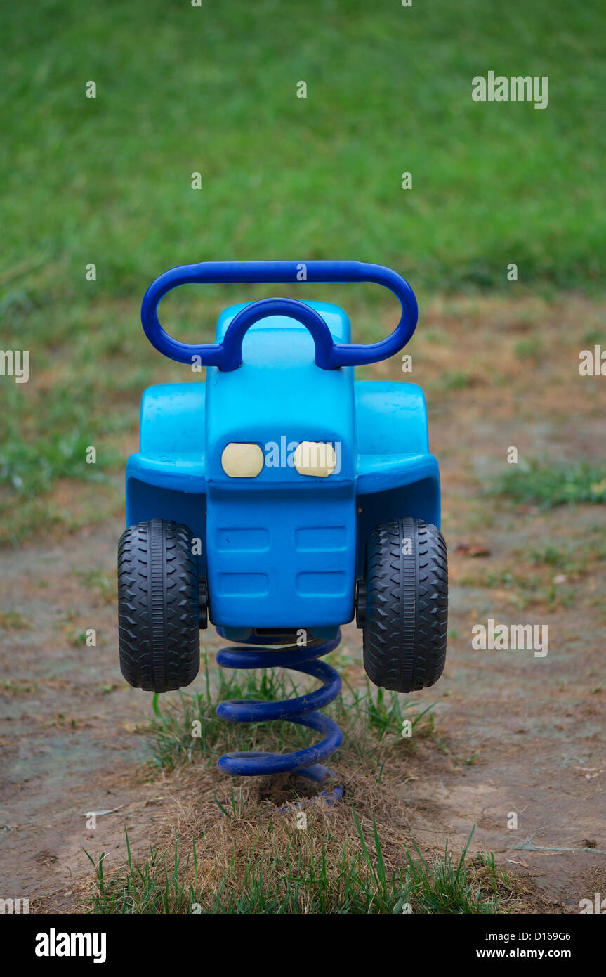 single blue toy car on the ground for kid Stock Photo - Alamy