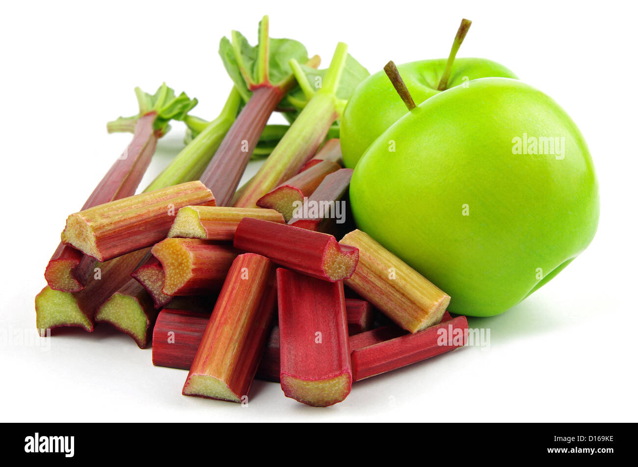 apples and rhubarb on white Stock Photo - Alamy