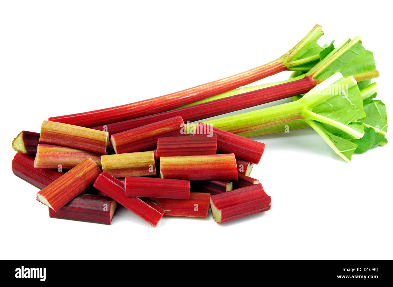 fresh cut rhubarb on white background Stock Photo - Alamy