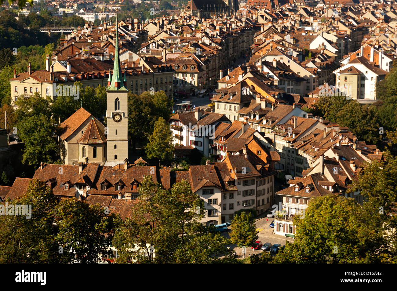 View onto the historic centre of the old town of Bern, Switzerland ...