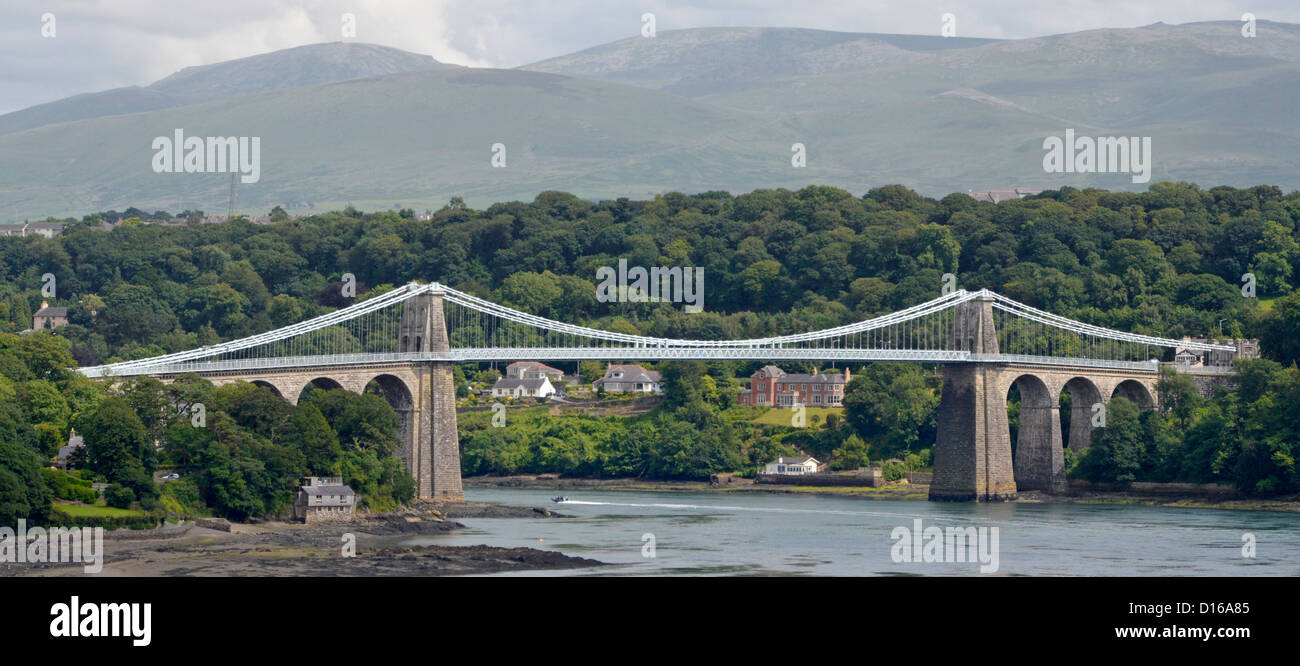 Menai Bridge designed by Thomas Telford crossing the Menai Straits ...
