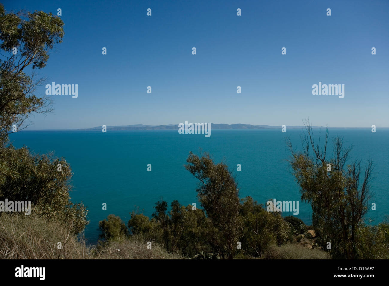 View from the Village of Sidi Bou Said near Tunis in Tunisia of the ...