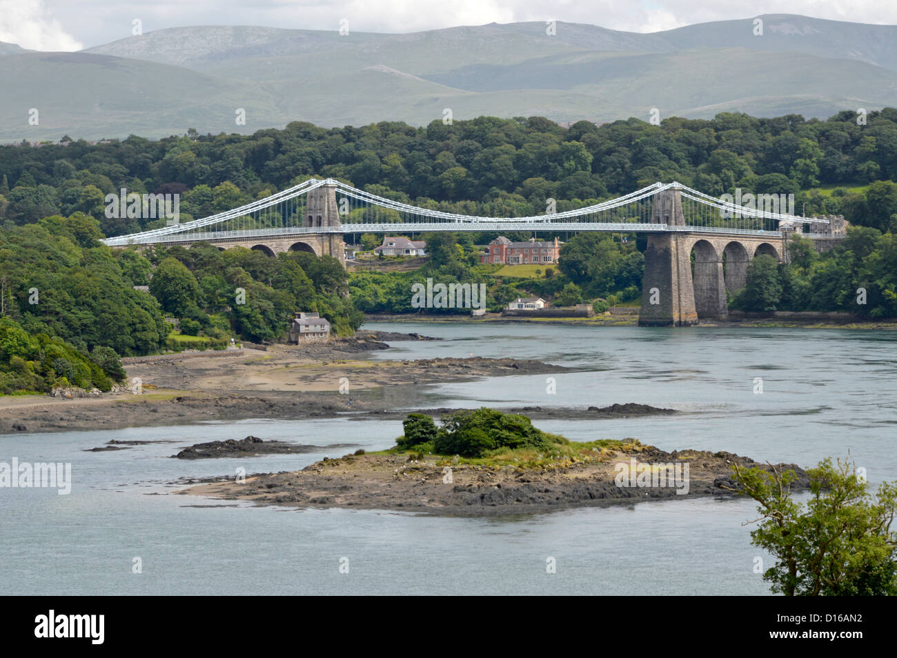Menai Bridge designed by Thomas Telford crossing the Menai Straits ...