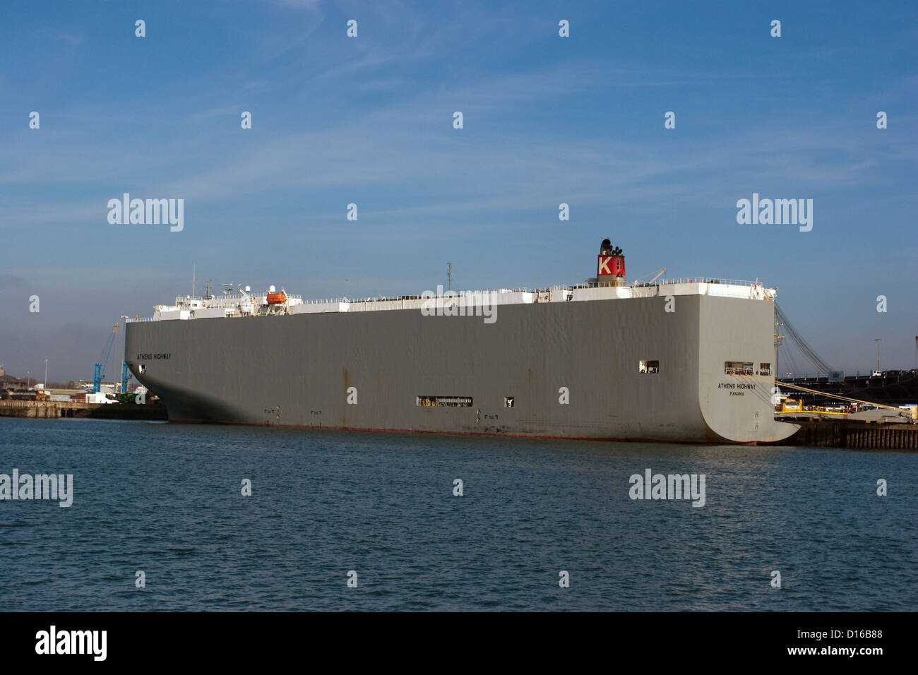 The cargo boat Athens Highway moored in Southampton Stock Photo - Alamy