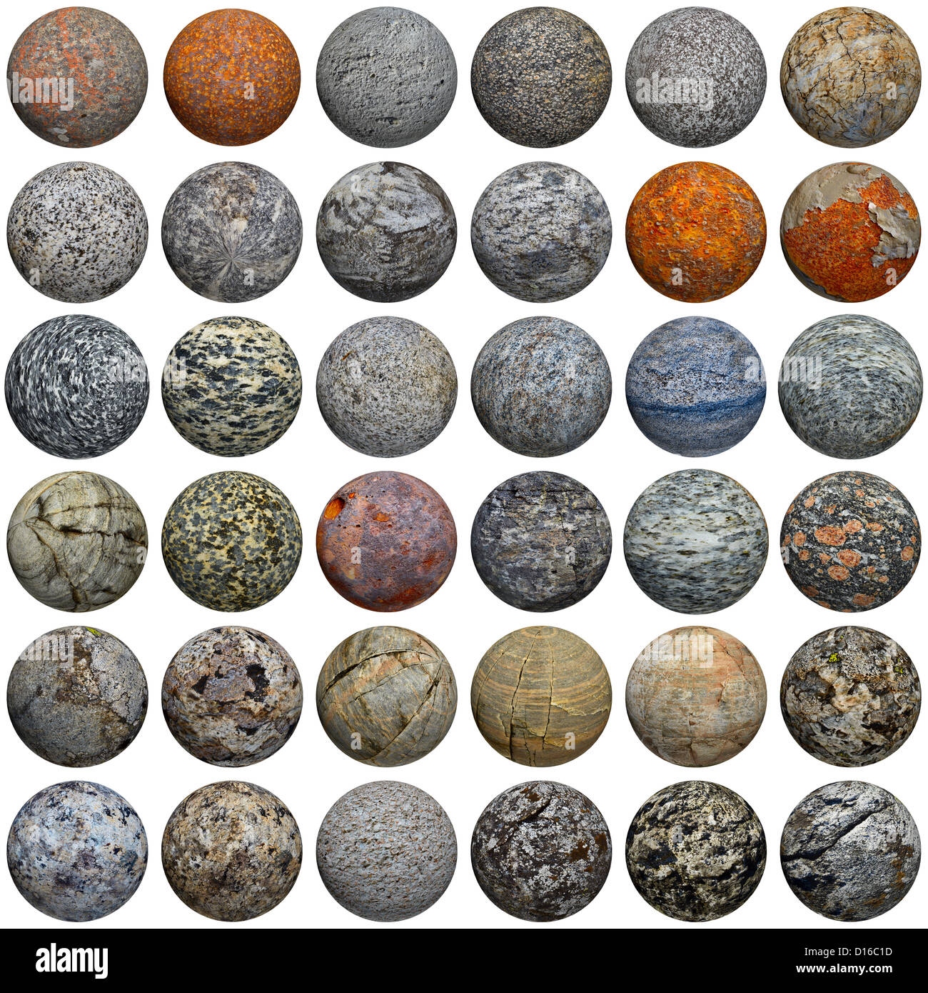 A set of 3D stone balls on a white background - seamless texture Stock ...