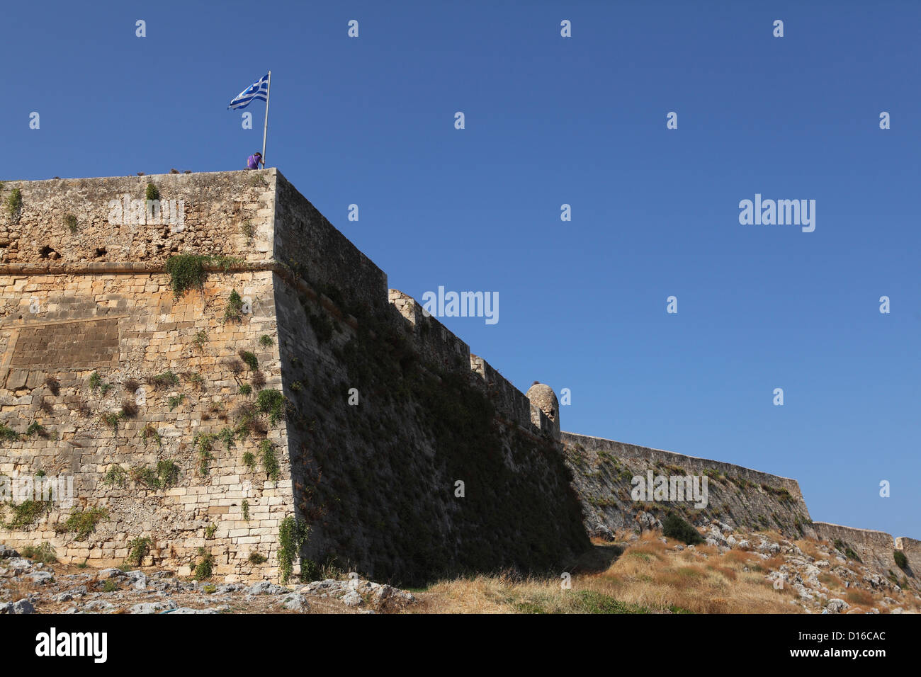 The walls of the Fortezza, the castle overlooking the harbour of ...