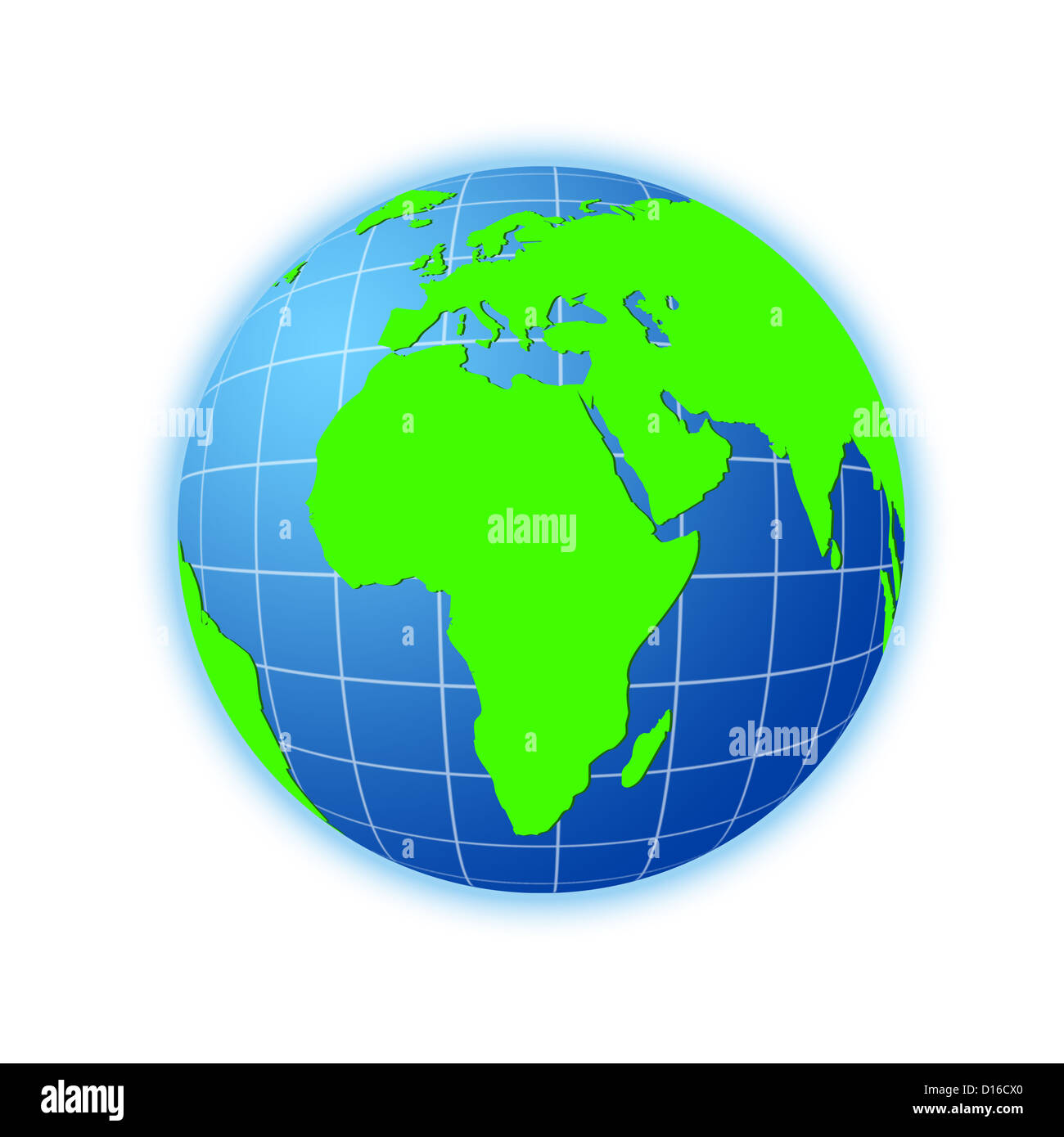 Green world globe on a white background (clipping path Stock Photo - Alamy