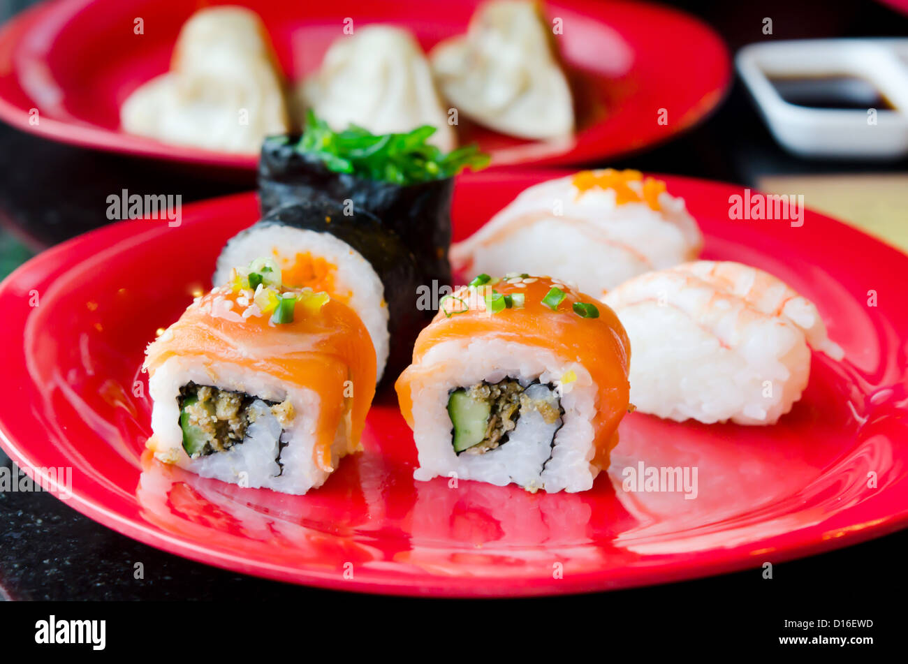 different of Japanese sushi , sushi rolls Stock Photo - Alamy